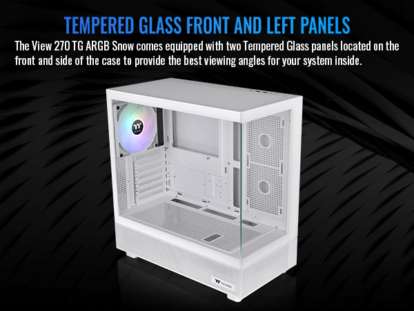 Thermaltake View 270 TG ARGB Snow Mid Tower E-ATX Case Support; Preinstalled 1 x CT140 ARGB Fans ...